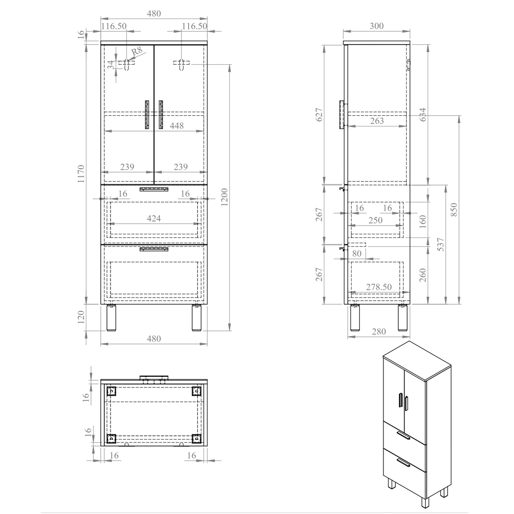 Kupaonski ormarić Omega Paneli P 48 - 130 2 l | Pevex