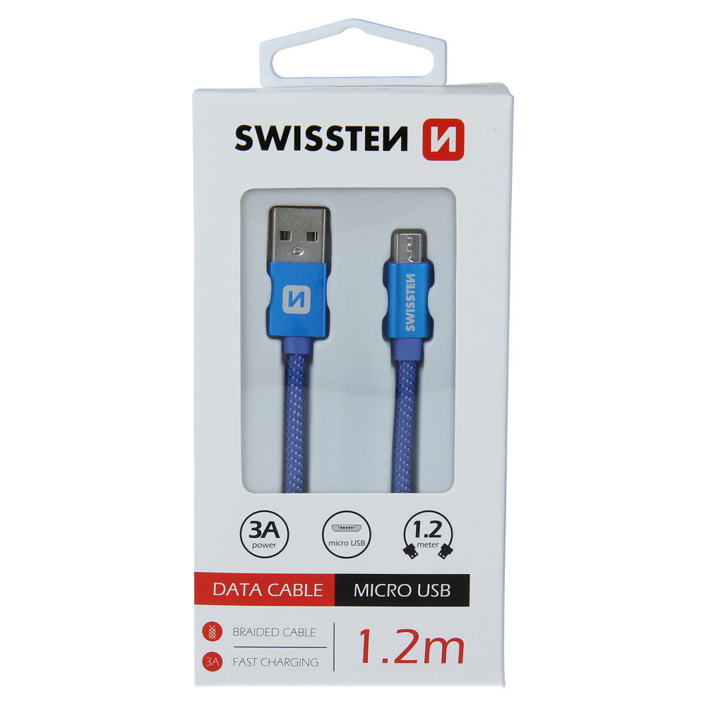 TELEFON SWISSTEN KABEL MICRO USB PLATNENI 1.2M PLAVI | Pevex