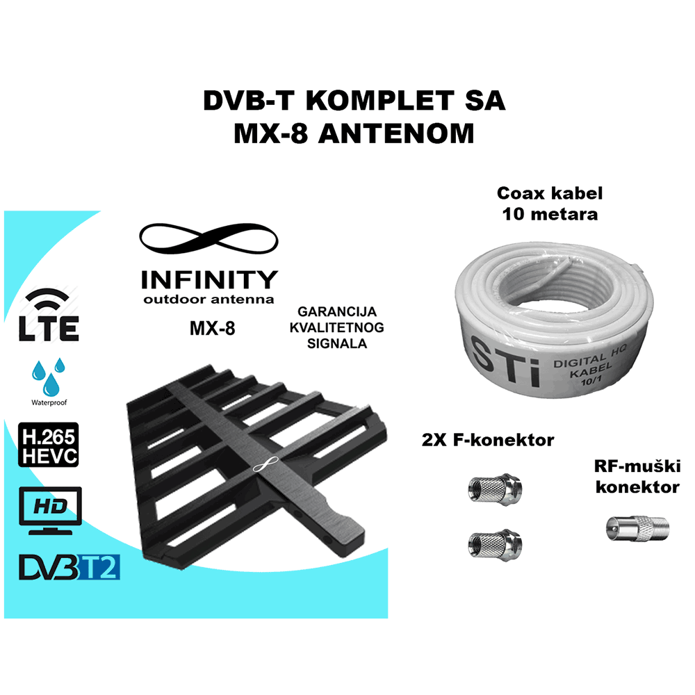 Vanjska antena INFINITY MX-8 DVB-T KOMPLET | Pevex