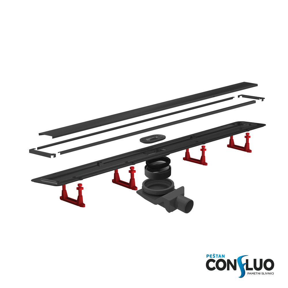 Tuš kanalica CONFLUO PRIMO COMPACT LINE 450 MATTE BLACK | Pevex