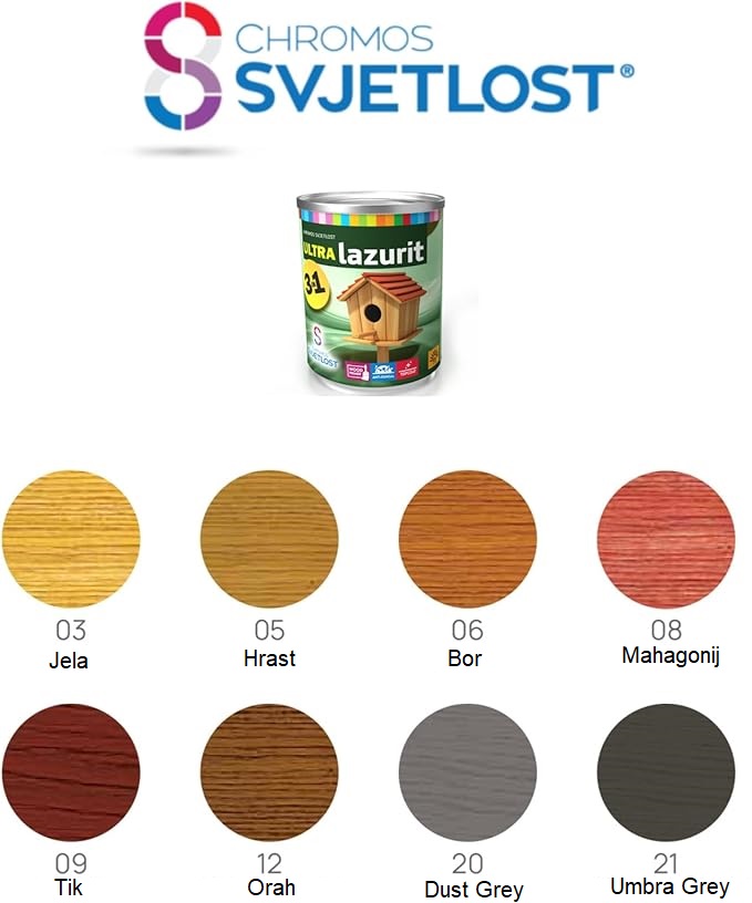Lazura za drvo Chromos Svjetlost ultra lazurit 3IN1 jela 03 0,75L | Pevex