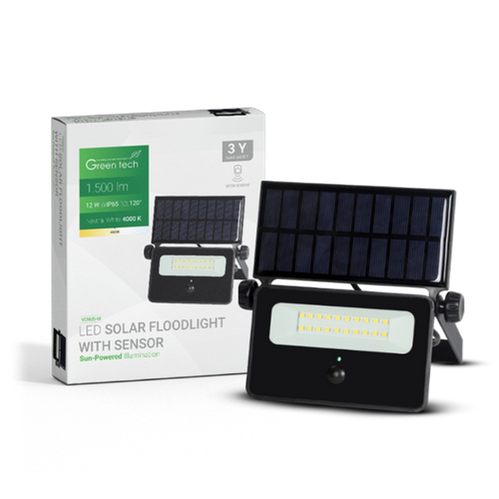 Solarna rasvjeta GREEN TECH LED 12W 4000K 1500lm IP65 | Pevex