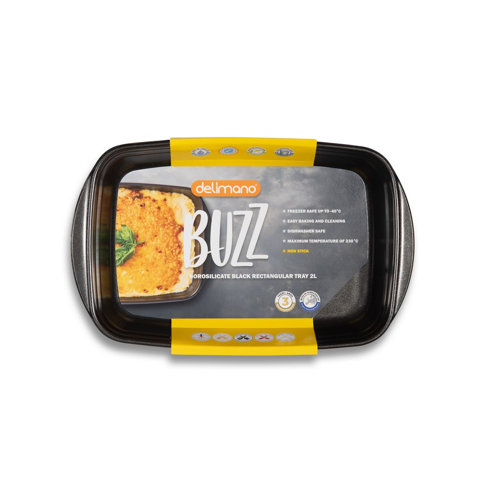 Posuda za pečenje DELIMANO BUZZ staklo,5x32 cm,2l,crni | Pevex