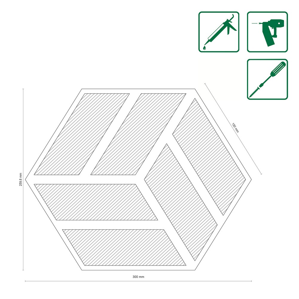 PVC zidne obloge ACUSTICO HEXAGO HRAST 300x260x19MM | Pevex