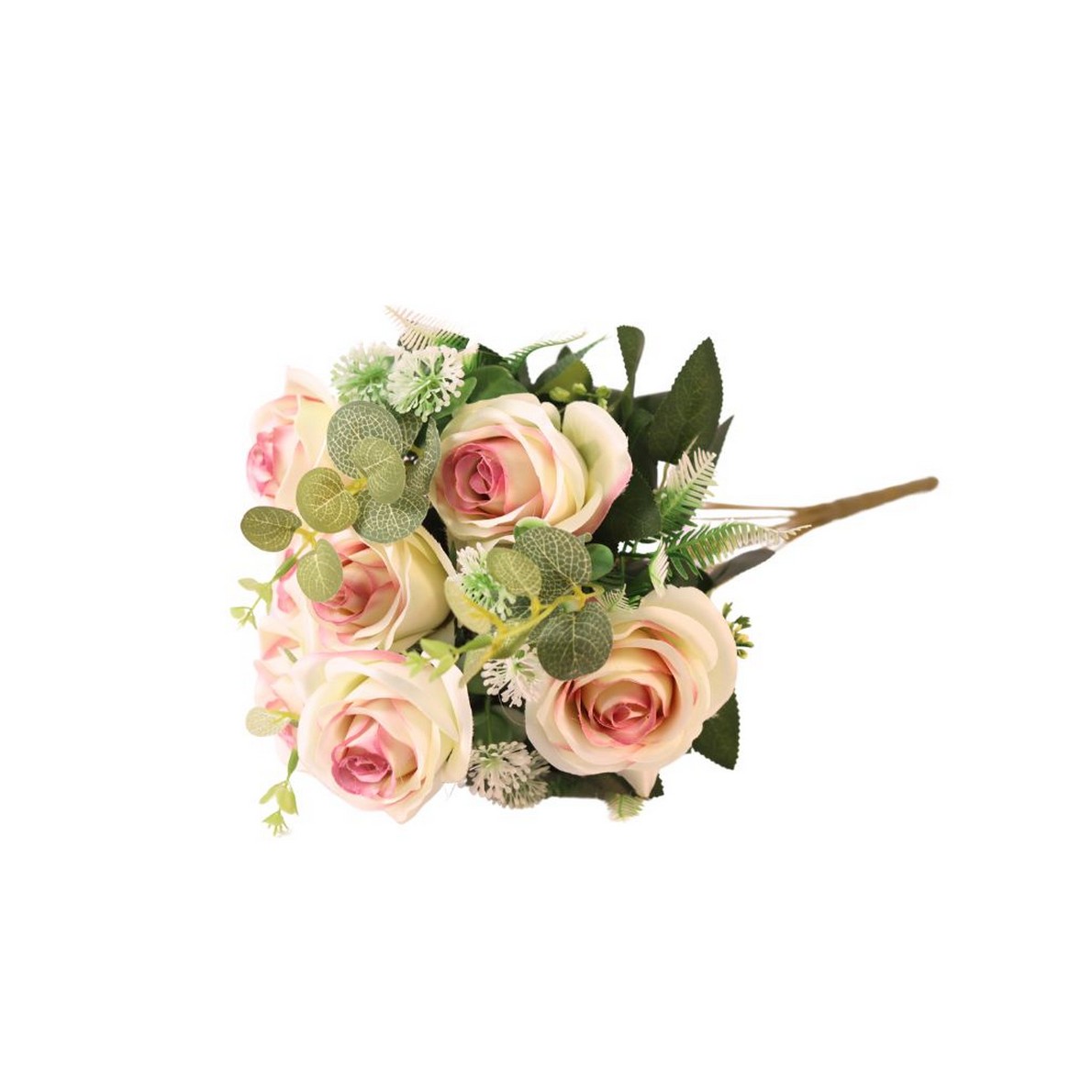 Umjetni buket RUŽA EUKALIPTUS 46 CM BIJELO ROZI | Pevex