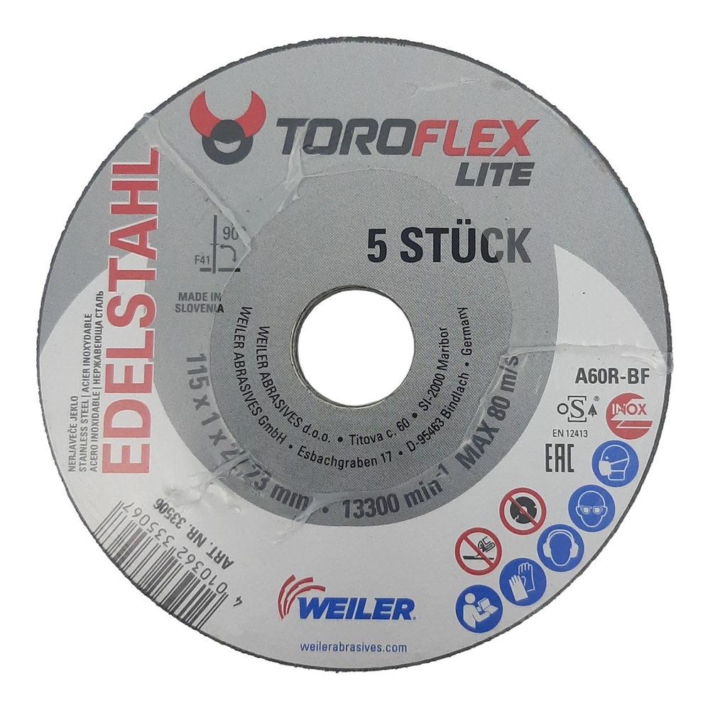 Rezna ploča za metal Rezna ploča za metal Weiler 115x1x22 inox toroflex ...