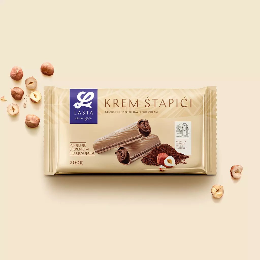 Keks Lasta štapić Lješnjak 200 g, Box | Pevex