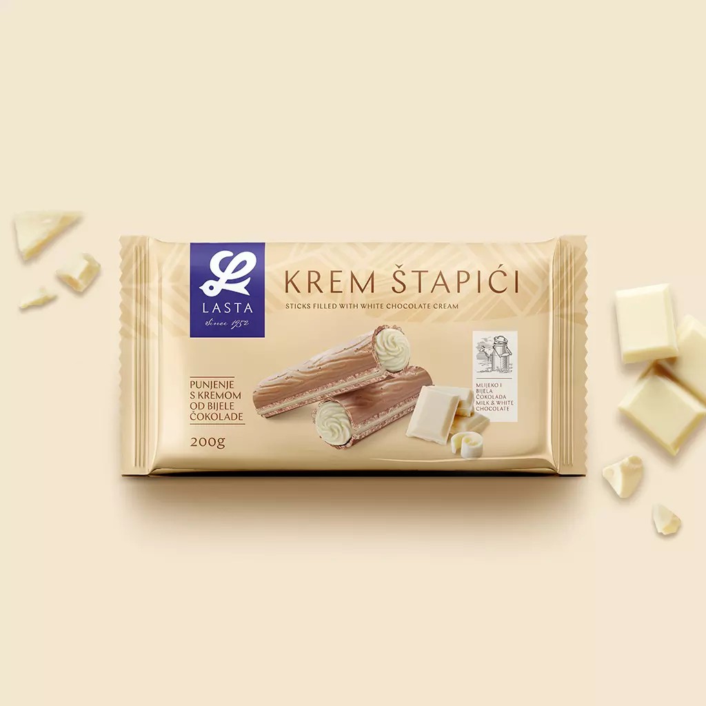 Keks Lasta štapić Bijela čokolada, 200 g, Box | Pevex