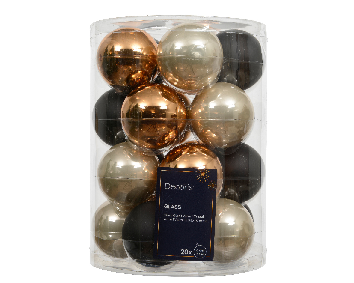 Kuglica za bor staklena crna mix 20/1, 6 cm | Pevex