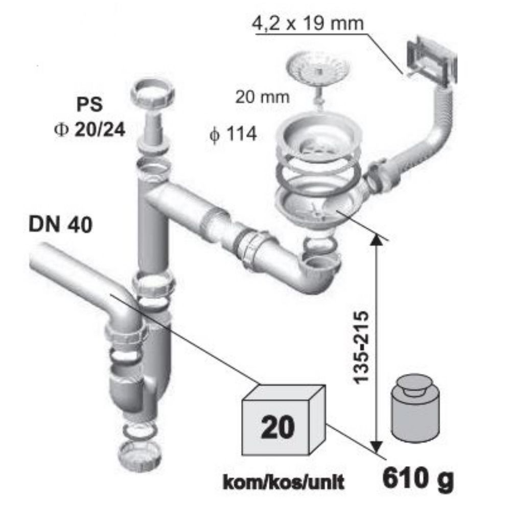 Odvod ZA SUDOPER JEDNODJELNI S-L FI90/PS-PP 31096 | Pevex