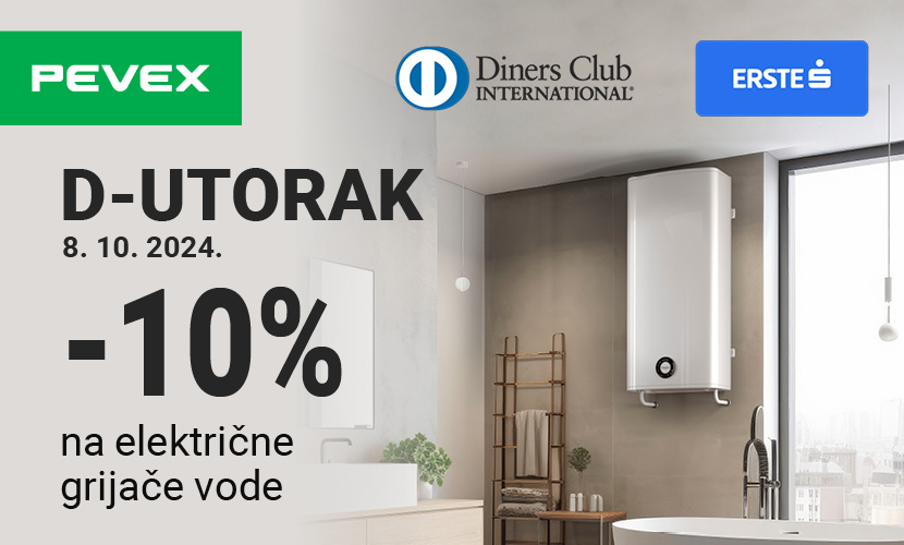 10% popusta na električne bojlere uz Diners Club karticu | Pevex